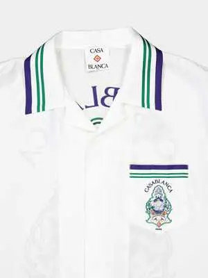 Casablanca White Hotel Emblem Silk Shirt
