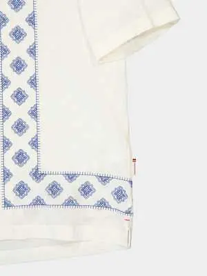 Orlebar Brown White And Maitan Embroidery Cotton Shirt - Blue