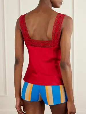 Staud Veronica Silk-satin Tank With Fish-motif Straps