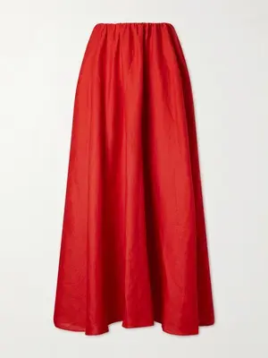 Staud Milano Linen Maxi Skirt - Red