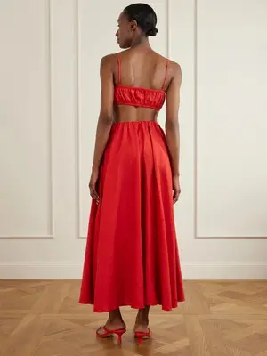 Staud Milano Linen Maxi Skirt - Red