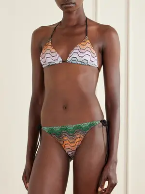 Missoni Striped Metallic Crochet-knit Triangle Bikini - Multi