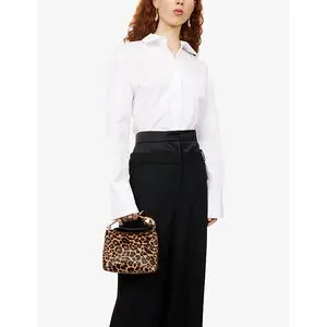 Erdem Mini Bloom-print Pony Hair-leather Top-handle Bag - Leopard