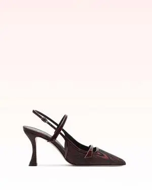 ALEXANDRE BIRMAN Tita Moire 85 Slingback Heels - Cherry Lacquer