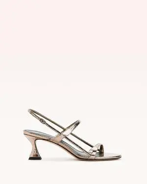 ALEXANDRE BIRMAN Tita Cage 60 Metallic Leather Sandals - Light Grafite