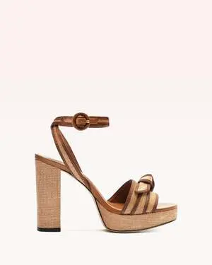 ALEXANDRE BIRMAN Grosgrain Raffia Platform - Brown