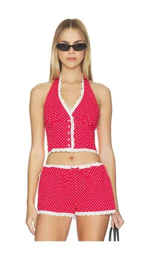 Majorelle Flo Top With Eyelet Trim