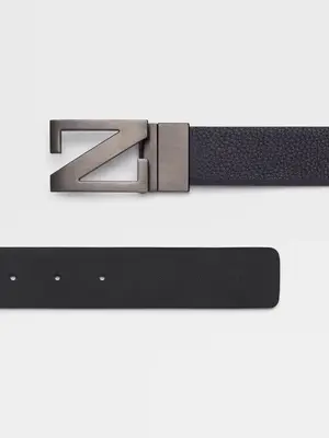 Zegna Logo Plaque Reversible Belt