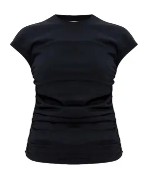 Isabel Marant Étoile Gathered-detail Cotton T-shirt - Black