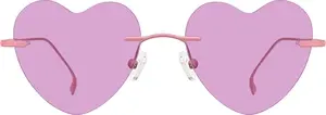 Zenni Heart Rimless Eyeglasses With Stainless Steel Frame - Pink