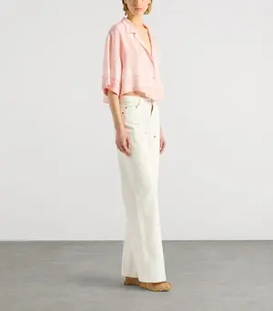 Balmain Cropped Satin Foulard Shirt