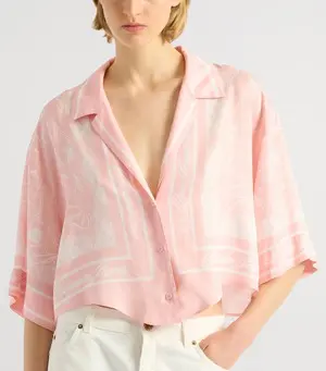 Balmain Cropped Satin Foulard Shirt