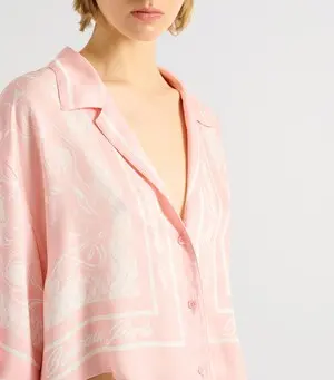 Balmain Cropped Satin Foulard Shirt