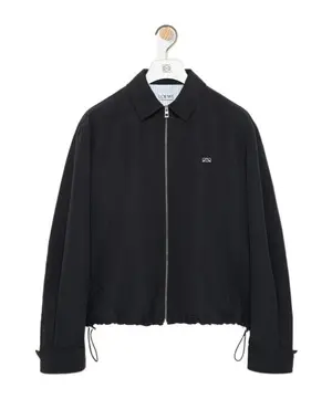 Loewe Logo Embroidered Zip-up Jacket - Black