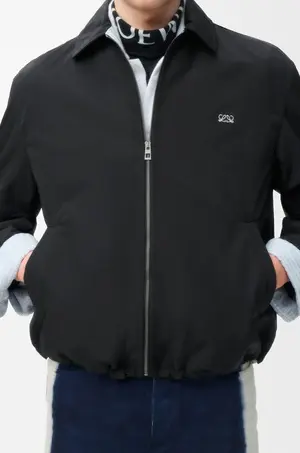 Loewe Logo Embroidered Zip-up Jacket - Black