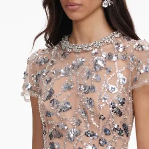SELF-PORTRAIT Sequin Embellished Midi Dress