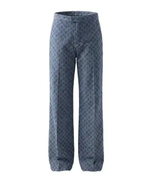 Gucci Gg Cotton Denim Jacquard Pants - Blue