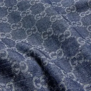 Gucci Gg Denim Jacquard Full Length Pants - Blue