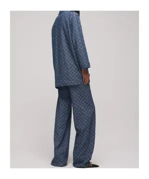 Gucci Gg Denim Jacquard Full Length Pants - Blue