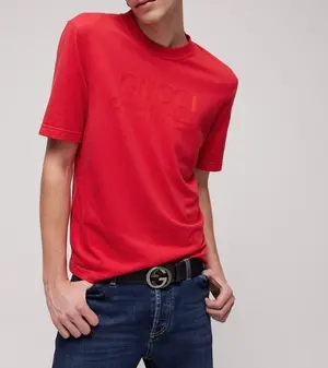 Gucci Cotton Jersey T-shirt With Devoré Detail - Red