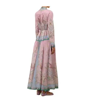 Zimmermann Long Sleeve Ruffled High-neck Maxi Dress