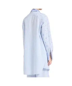 Ermanno Scervino Lace-collar Striped Cotton Poplin Shirt