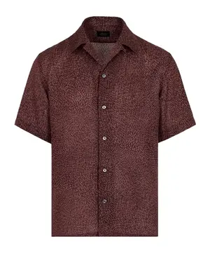 Brioni Cuban Printed Short-sleeve Shirt
