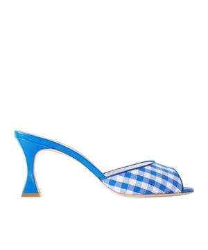 Manolo Blahnik Jadara 70 Checked Woven Mules - Blue