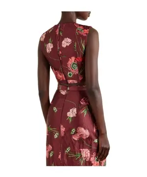 Erdem Floral-print Crinkled Satin Cropped Top
