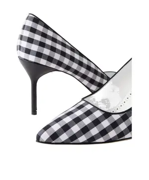 Manolo Blahnik Bb 70 Checked Woven Pumps