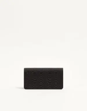Valentino Garavani Vlogo Signature Chain Wallet In Moiré Fabric With Jewel Logo - Black