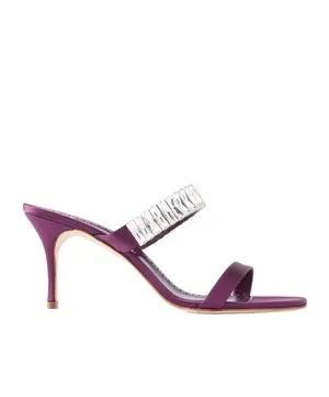 Manolo Blahnik Crystal-embellished Satin Sandals - Red