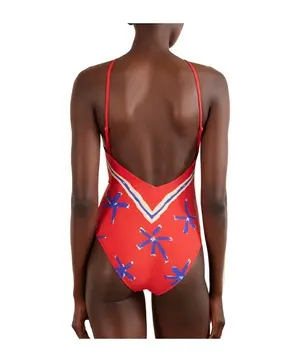Staud Cadence Printed Halterneck One-piece Swimsuit