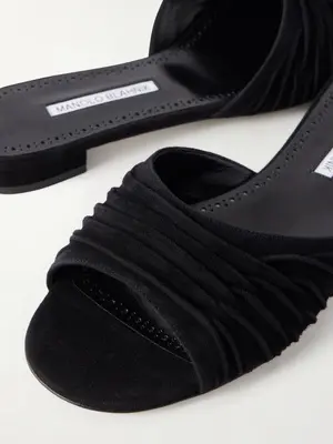 Manolo Blahnik Pirua 10 Pleated Suede Sandals