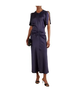 Victoria Beckham Gathered Satin Midi Dress