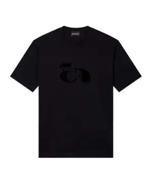 Emporio Armani Logo Embroidered Crewneck T-shirt - Black