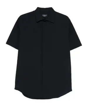 Emporio Armani Textured Short-sleeve Shirt - Black