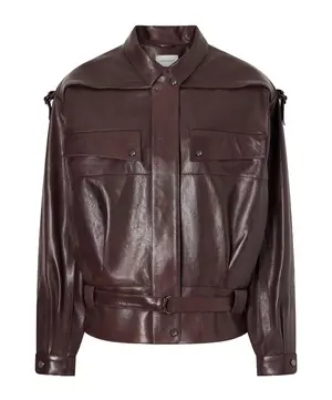 Magda Butrym Belted Leather Biker Jacket - Black