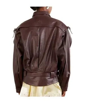 Magda Butrym Belted Leather Biker Jacket - Black