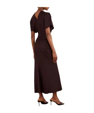 Victoria Beckham Midi Dress With Round Neck And Ruched Waist