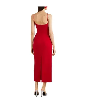 Magda Butrym Floral Appliqué Midi Dress - Red
