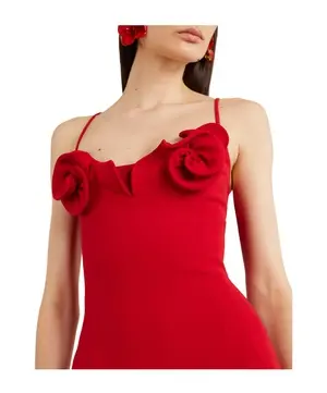 Magda Butrym Floral Appliqué Midi Dress - Red