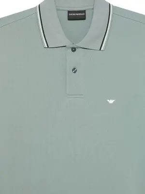 Emporio Armani Tipped Cotton Polo Shirt - Gray