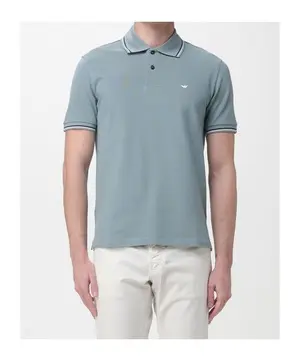 Emporio Armani Tipped Cotton Polo Shirt - Gray