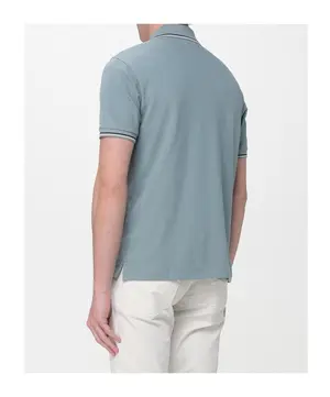 Emporio Armani Tipped Cotton Polo Shirt - Gray
