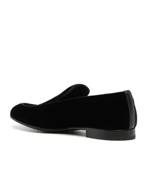 Giorgio Armani Embroidered-logo Detail Loafers - Black