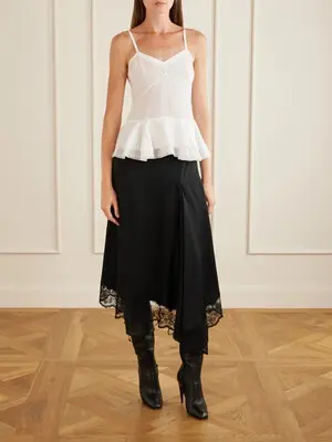 Alexander McQueen Lace-trim Asymmetric Midi Skirt