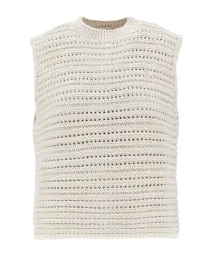 Emporio Armani Pointelle Knit Sleeveless Top - Beige