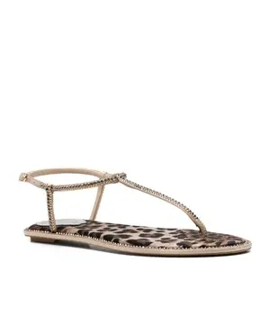 Rene Caovilla Crystal-embellished Leopard Print Thong Sandals