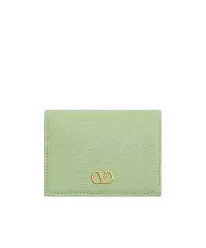 Valentino Garavani VLogo Signature Grainy Calfskin Wallet Mint Green